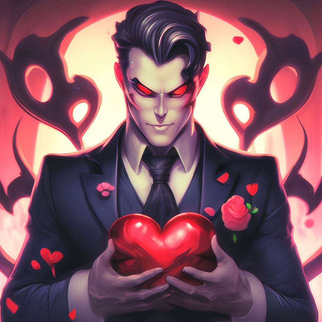 "Love is evil You'll love the boss too" — image created in Shedevrum