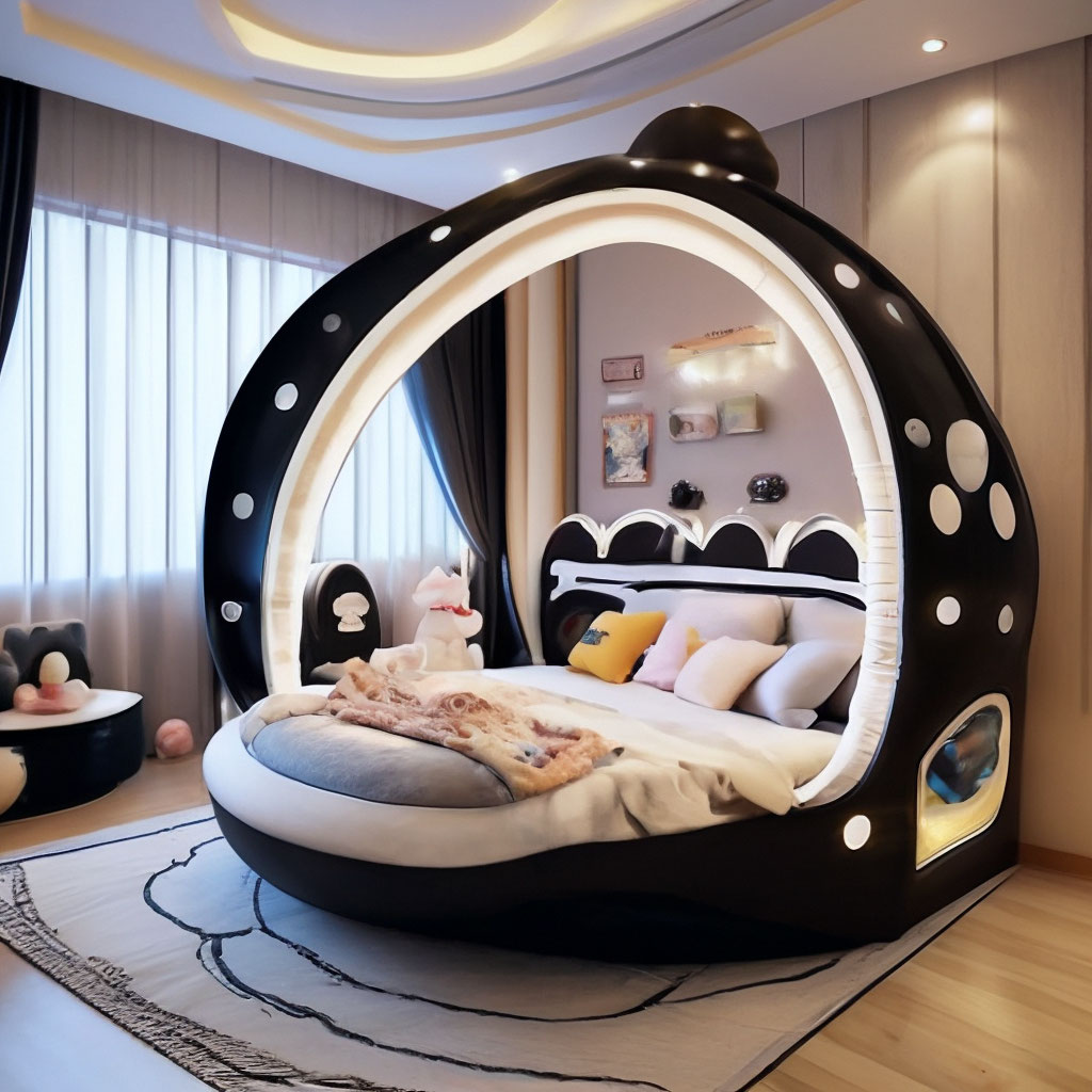 "Luxury children's apartments, a large snail bed with an open round ...