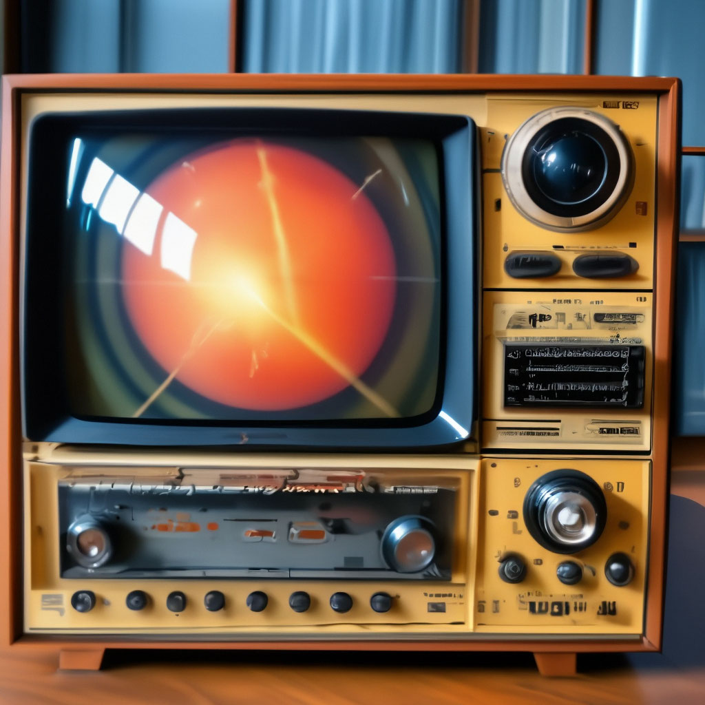 "Soviet Horizon TV, kinescope screen, Soviet TV program about space ...