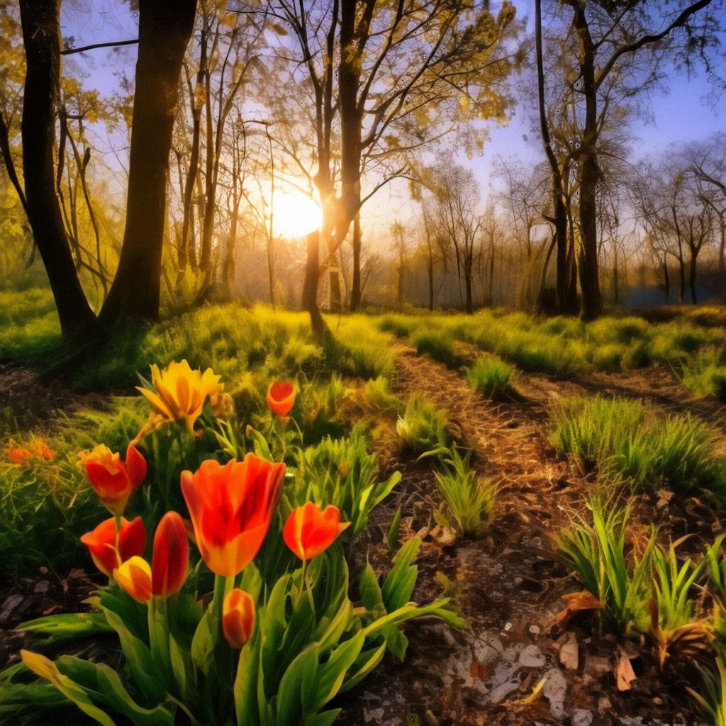 "🌷🌷🌷🌷🌷 spring, nature wakes up, landscape, sun rays, colorful ...