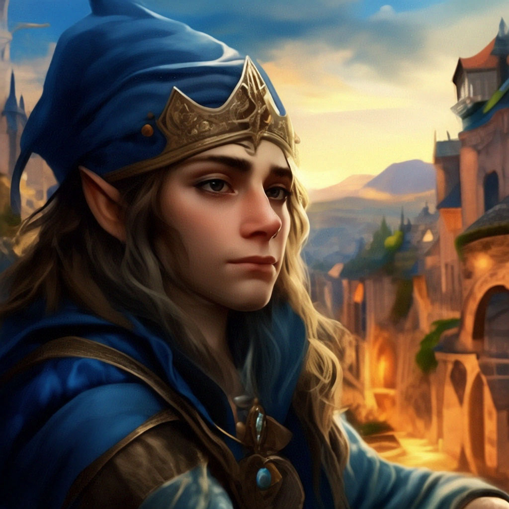 " 🌌 an elf dwarf inhabitant of an ancient city beautiful wise eyes ...