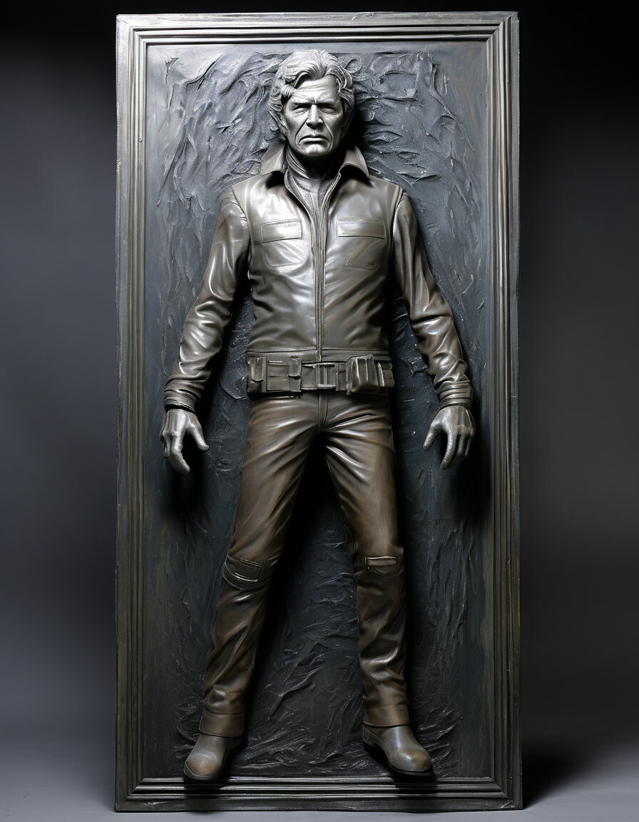 "Han Solo in a carbonite block, in a …" — image created in Shedevrum