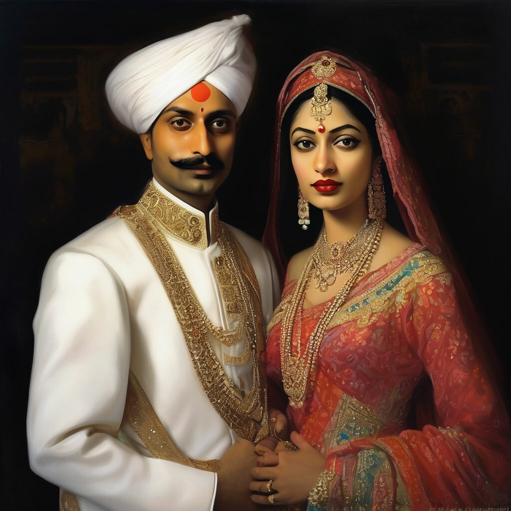"Portrait of Maharaj and Maharani,…" — image created in Shedevrum