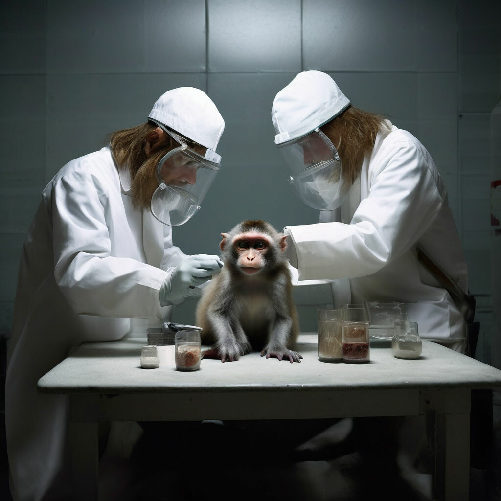 "Scientists are doing an experiment on a monkey at home.Stalker ...