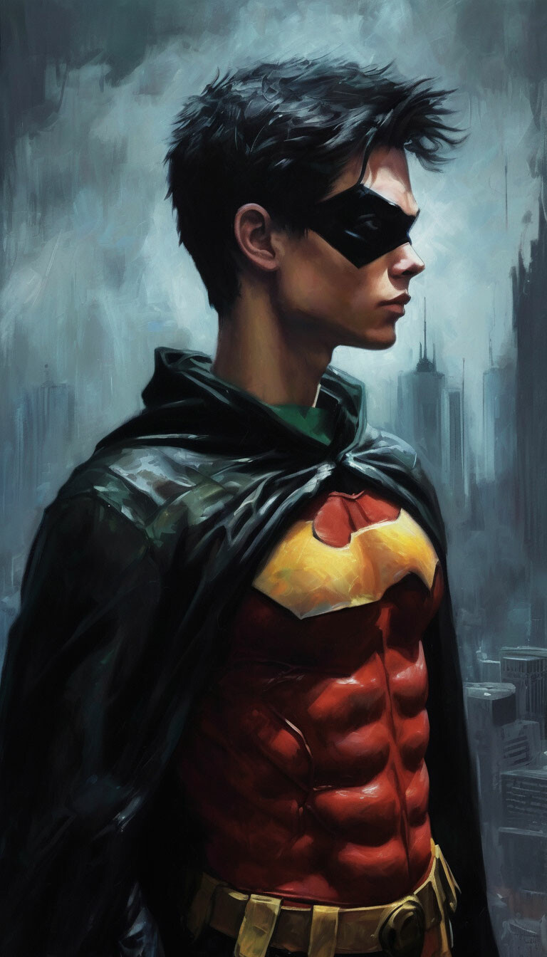 «Young Robin dc comics, elegance, …» — картинка создана в Шедевруме