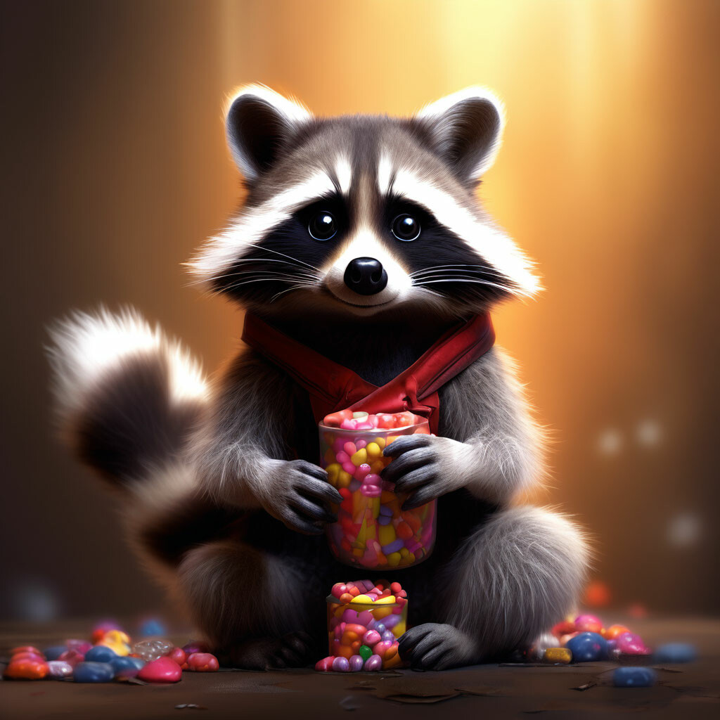 "Candy raccoon" — image created in Shedevrum