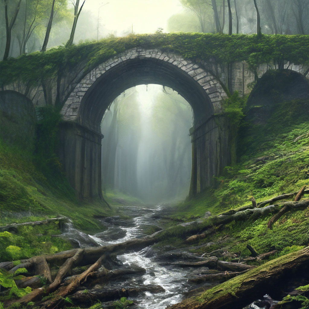 "Dzhankoy, an ancient viaduct in the middle of the forest, overgrown ...