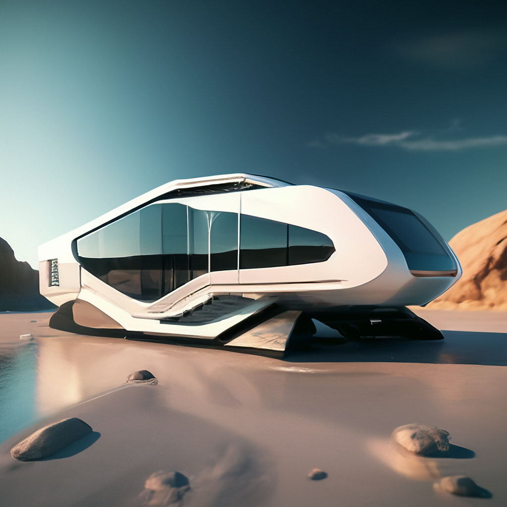 "Futuristic large angular amphibious motorhome vehicle off-road ...