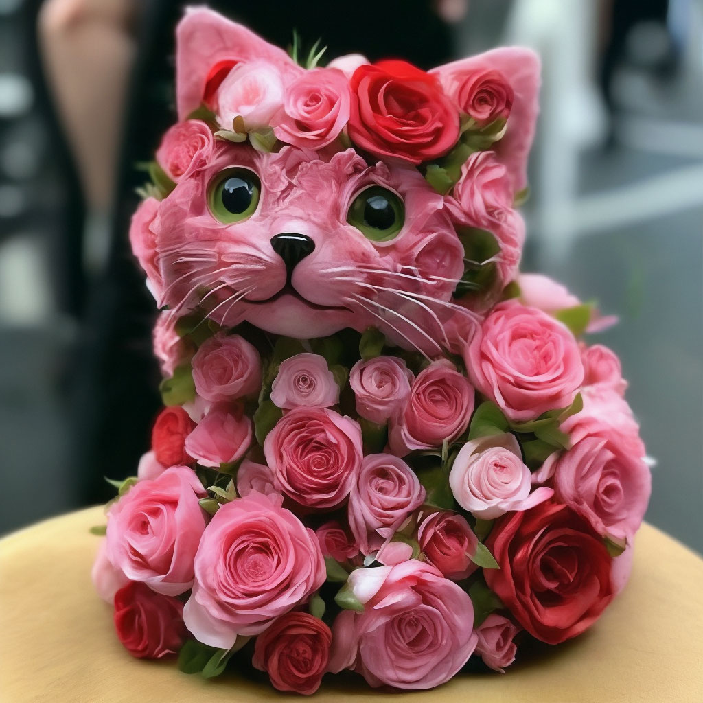 "A cat made of roses is beautifully realistic 32K" — image created in ...