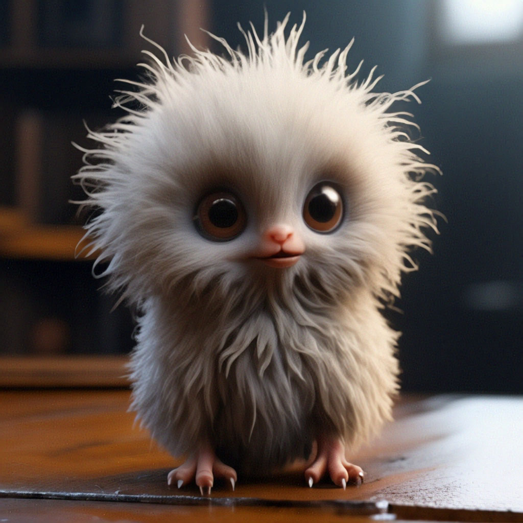 "A little fluffy cute something" — image created in Shedevrum