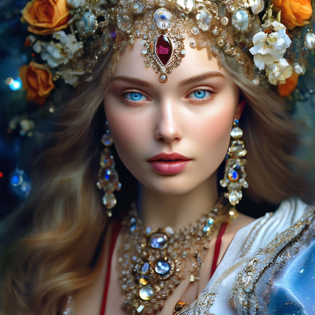 "Photo portrait photorealism,Russian princess,clear eyes,amber,precious ...