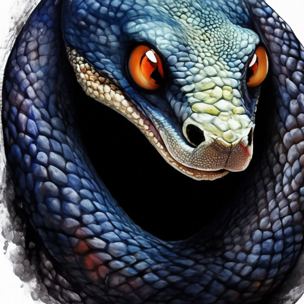 "Snake, scary, horror, funny watercolor cartoon 2d, white background ...