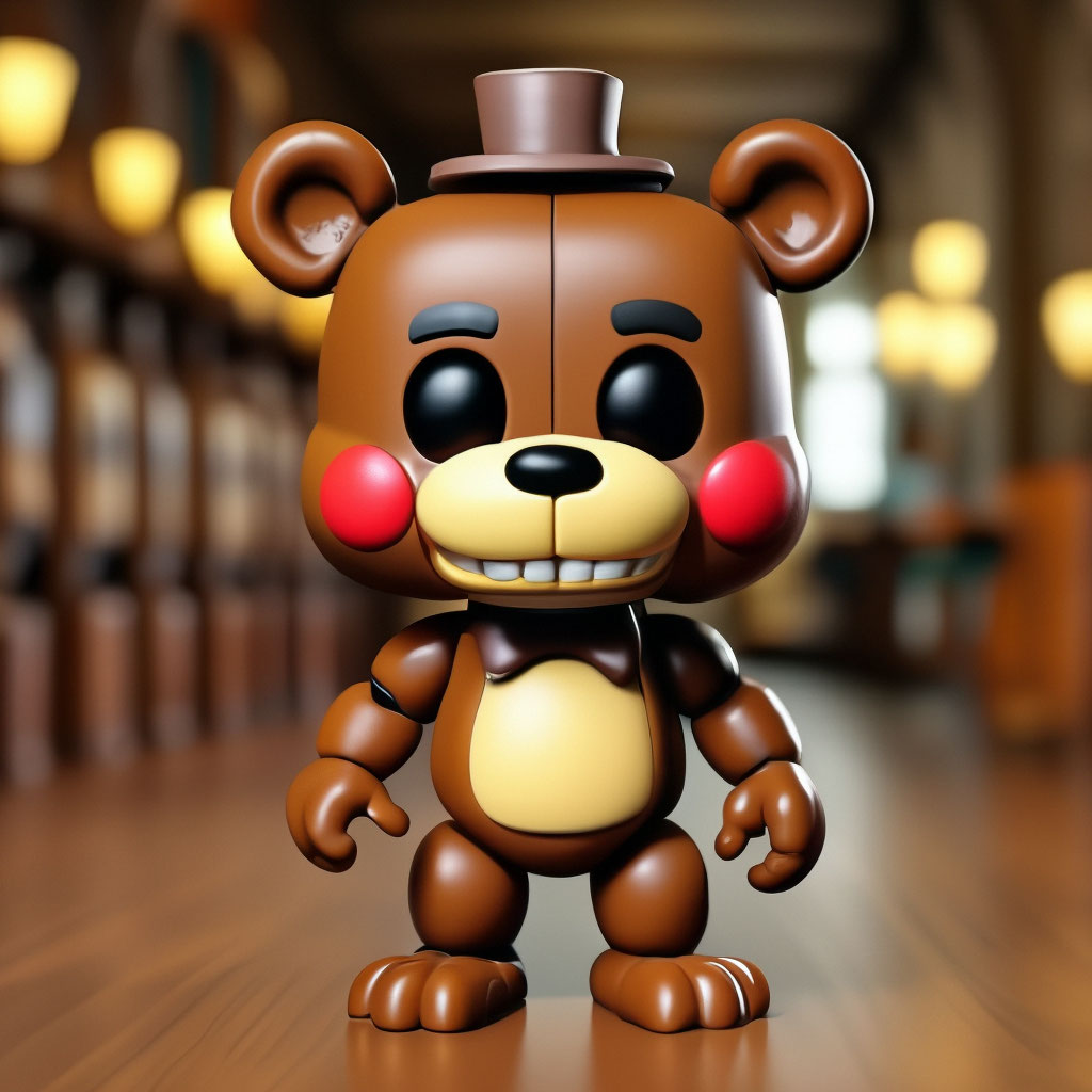 "Funky pop, Freddy bear, animatronic, fnaf" — image created in Shedevrum