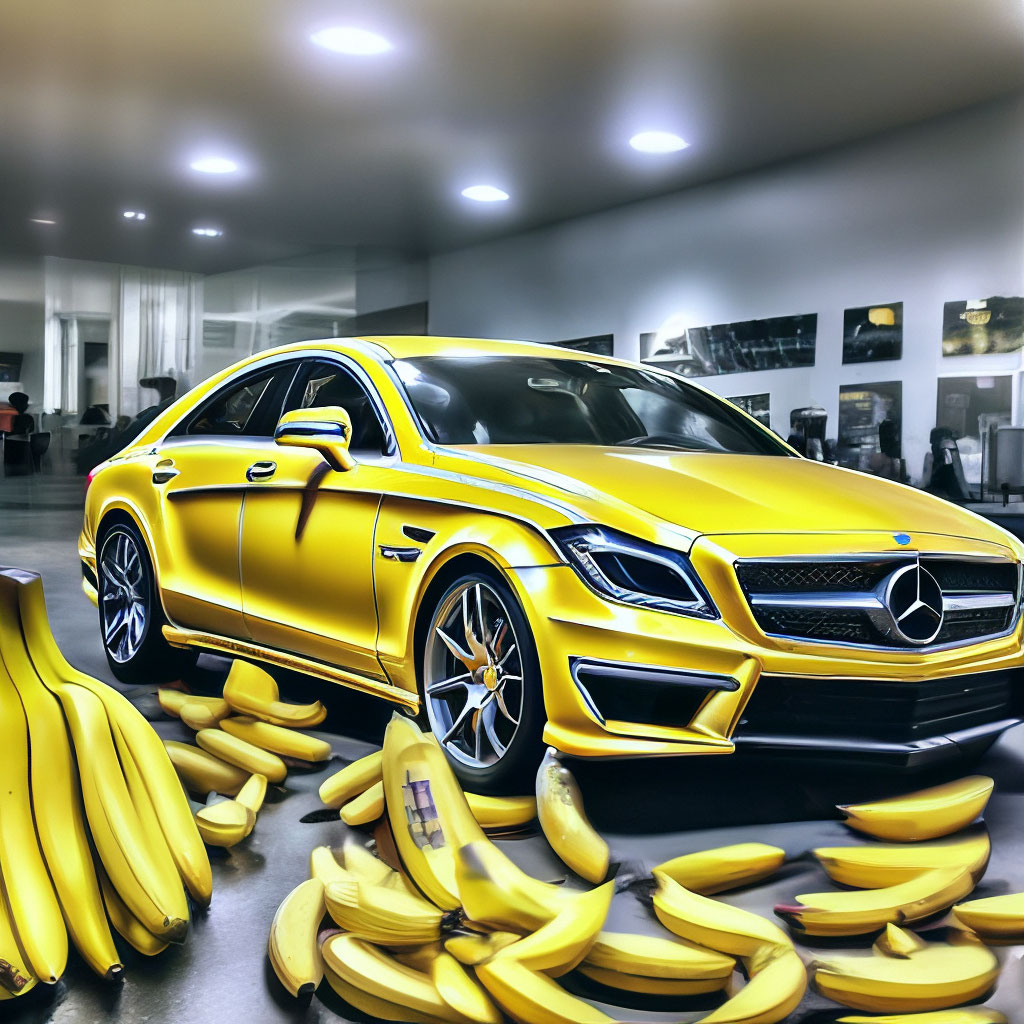 "Mercedes cls 63 2015 yellow at the …" — image created in Shedevrum