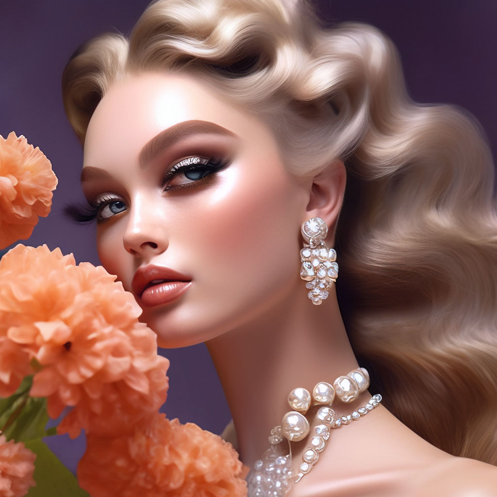 "Digital painting, magazine cover photo, model dressed in nasturtium ...