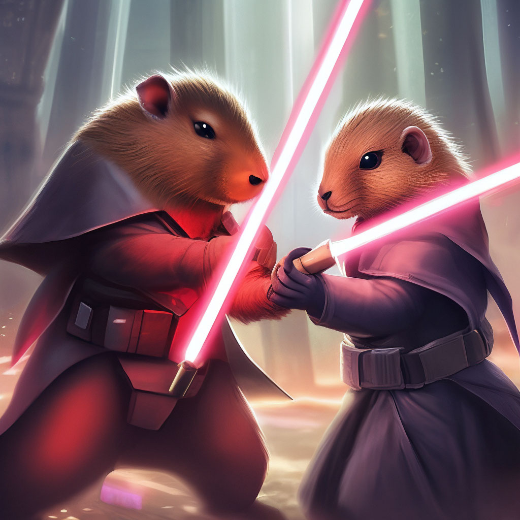 "Kapipara Jedi fight Capybara Sith" — image created in Shedevrum