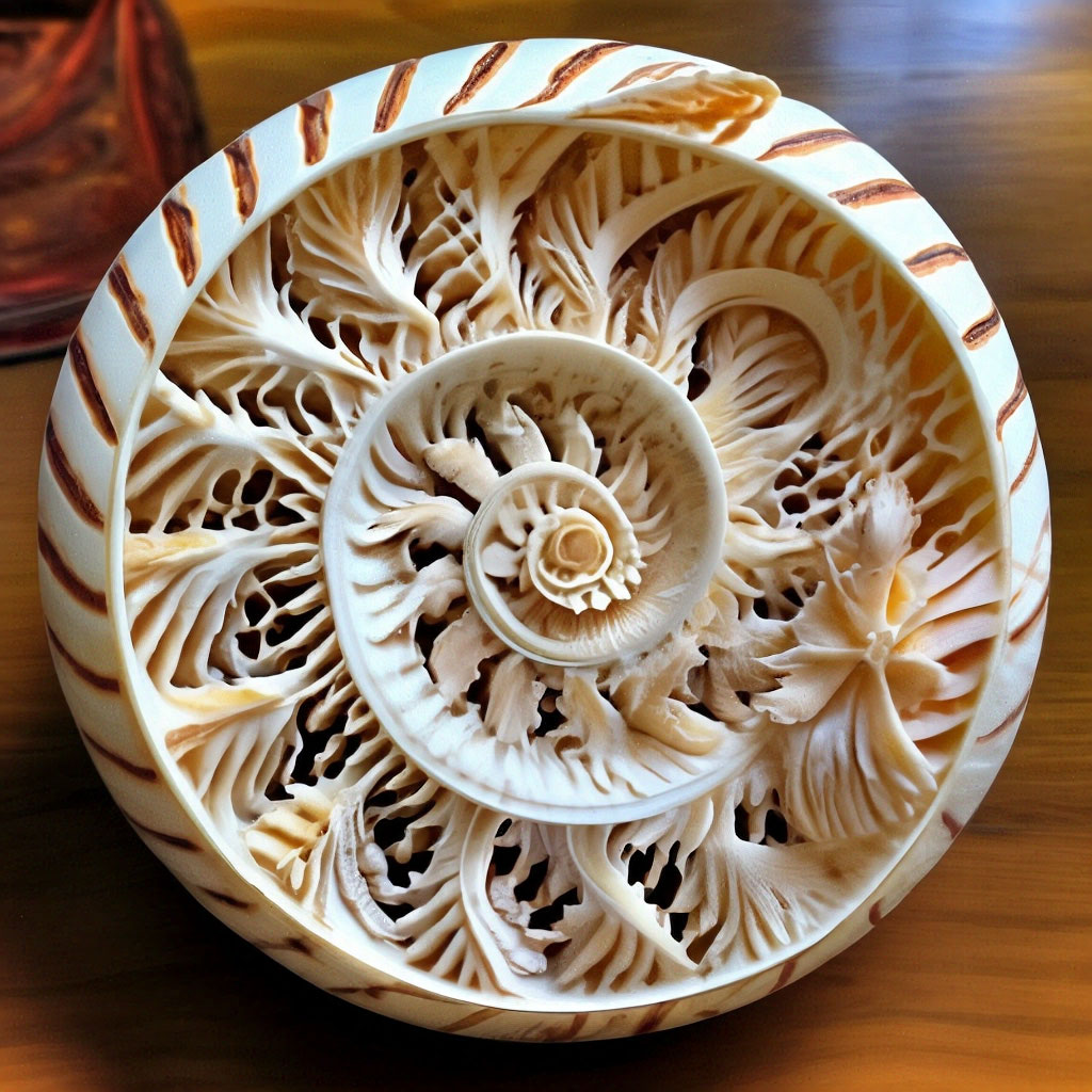 "Carving shells" — image created in Shedevrum