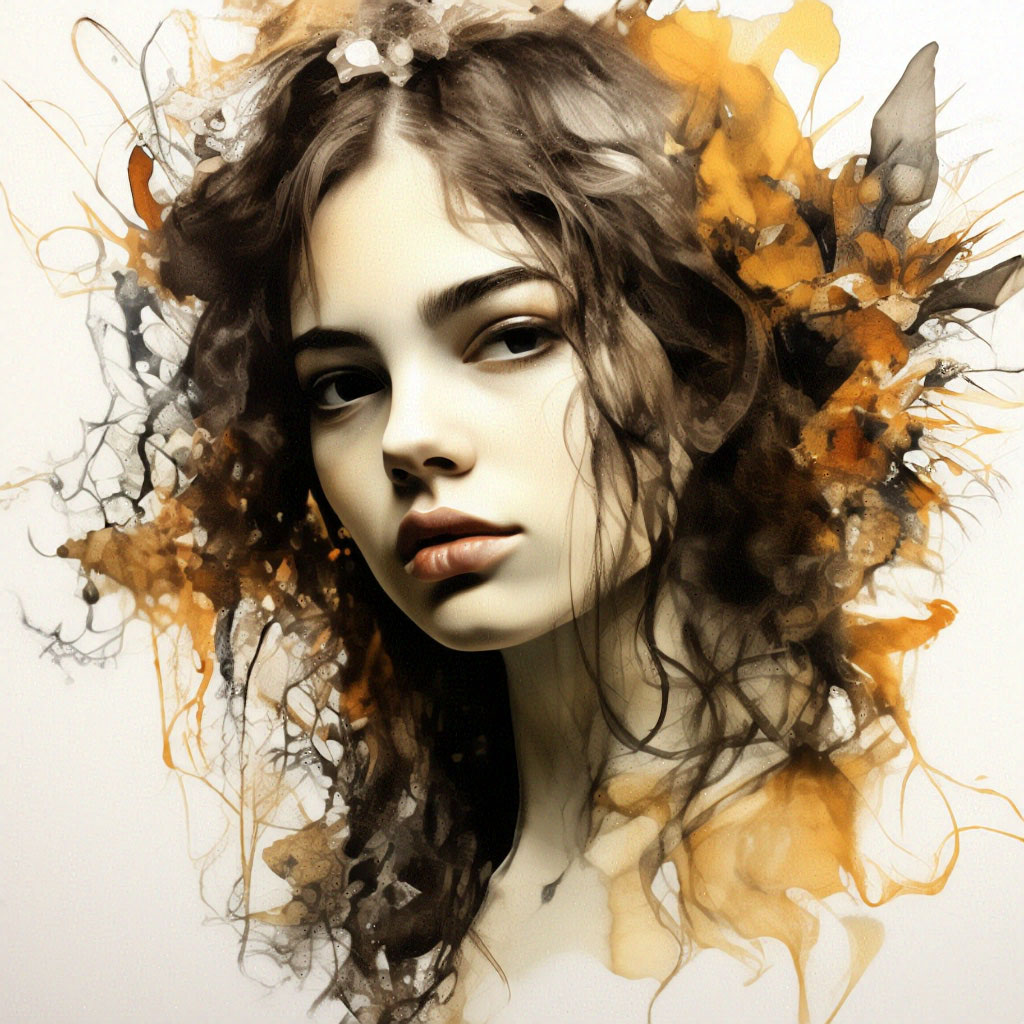 "Drawing with alcohol ink, tea, coffee and graphite pencils. Portrait ...
