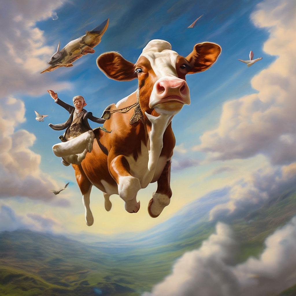 Cartoon Flying Cow