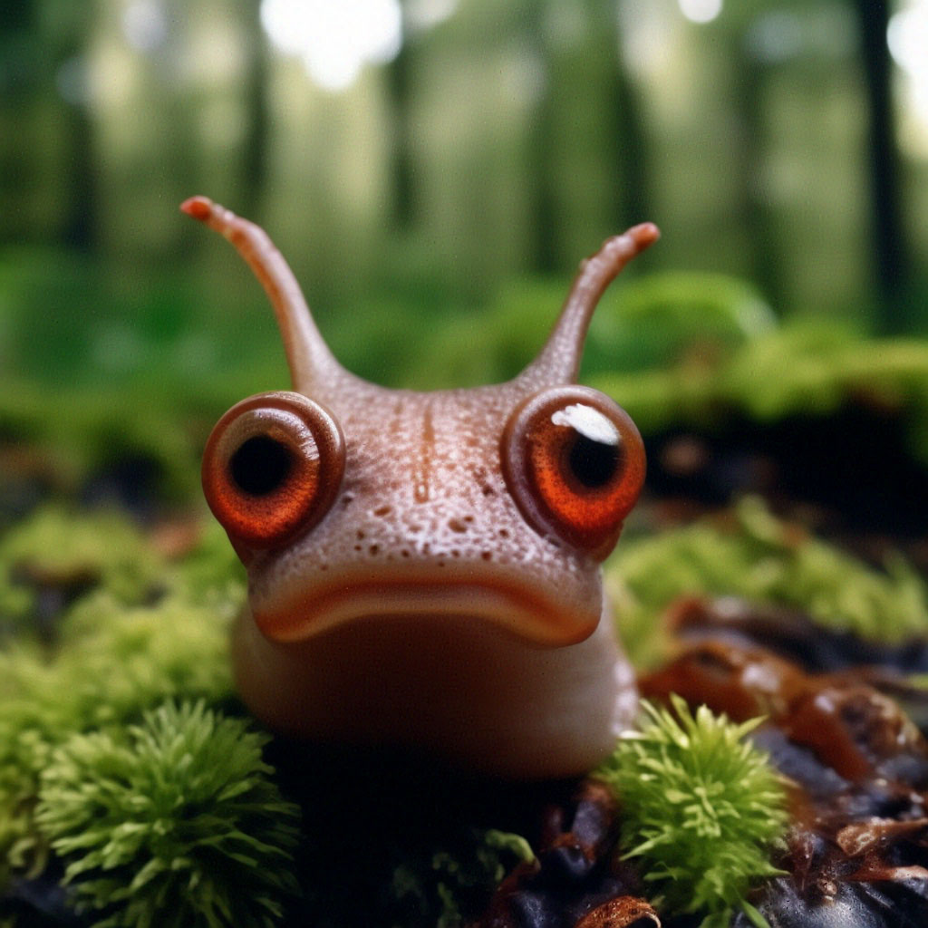 "A slug with big eyes" — image created in Shedevrum