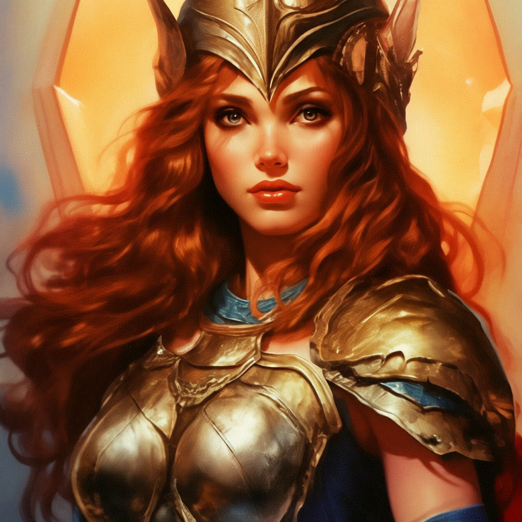 "The Beautiful Valkyrie, fantasy art" — image created in Shedevrum