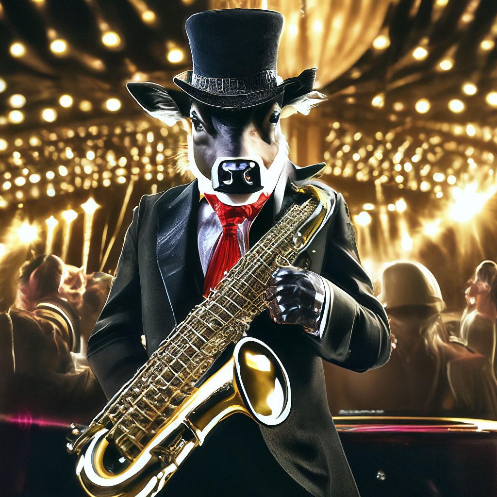 "♥️ for the contest this is a musician All That Jazz Surrealism, a cow ...
