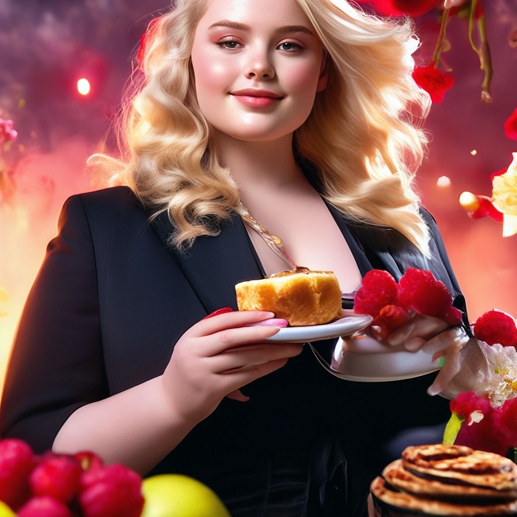 "Breakfast🍳☕ 😄 hyper-beautiful Cheshire blonde plus size💕, a 22-year ...