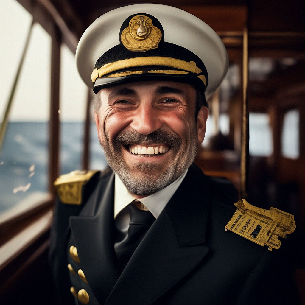 "Captain, smile, because a smile is …" — image created in Shedevrum