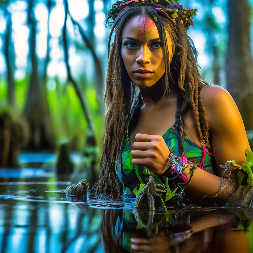 «Female model Swamp-Thing, horror, …» — картинка создана в Шедевруме