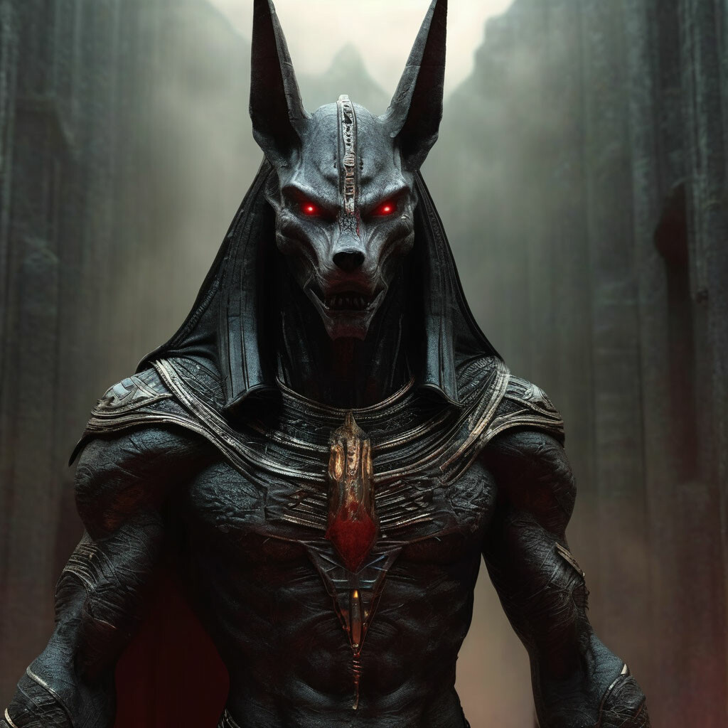 "Real cinematic Boris Vallejo Hellish Anubis in front of the Tomb ...