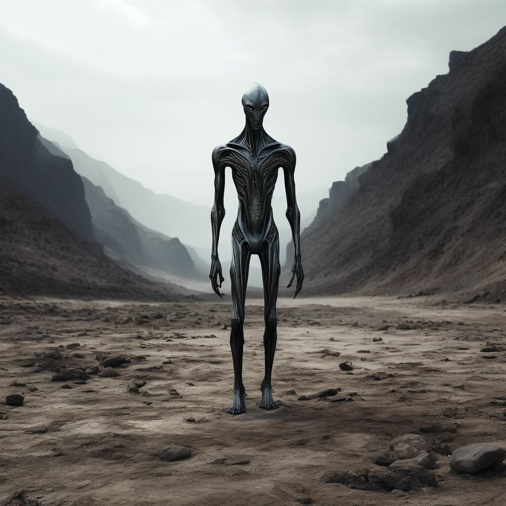 "A strange and unusual alien is …" — image created in Shedevrum