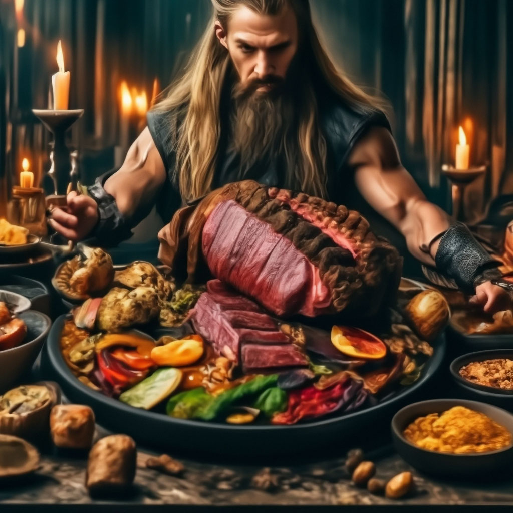 "A feast in Valhalla" — image created in Shedevrum