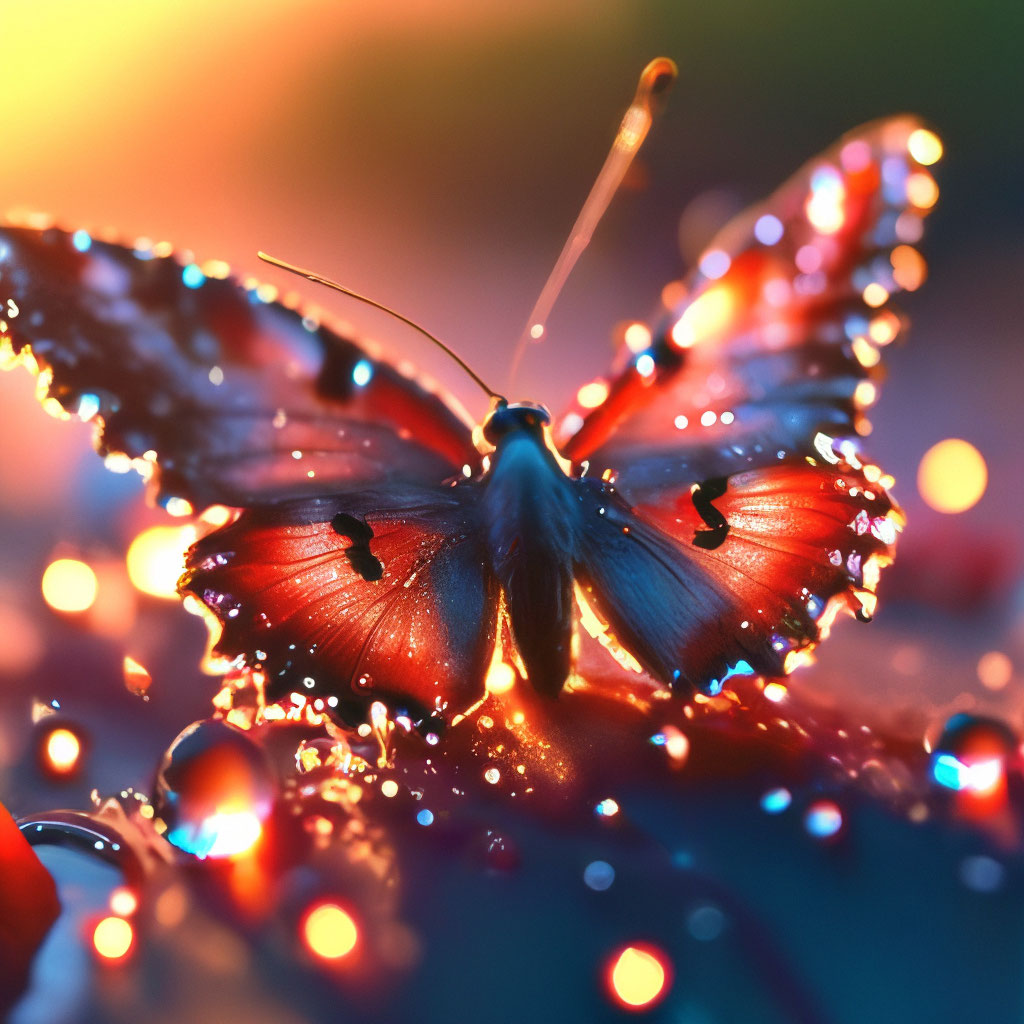 "Small butterfly+ dew drops, X-ray filaments,fractals of water ...