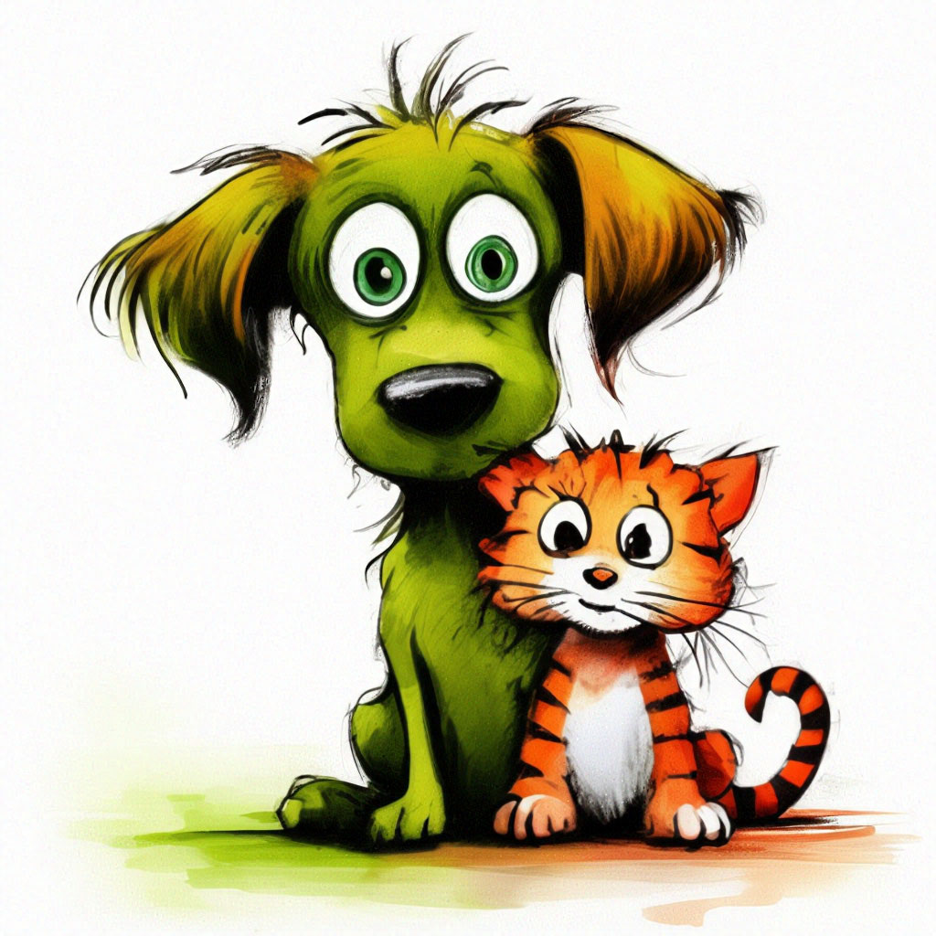 "💞 Sketching with green soot, humor,caricature, grotesque,children's ...