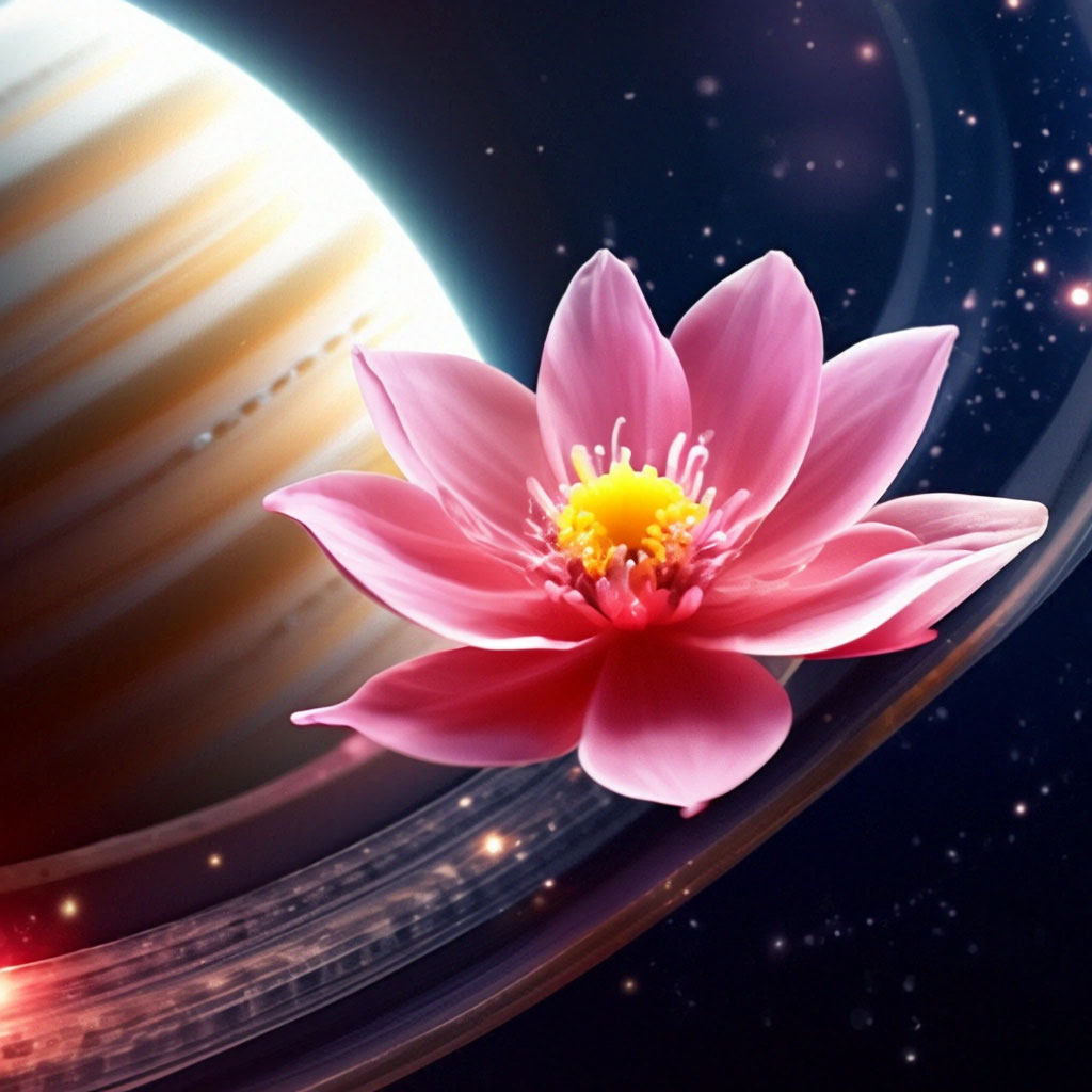 spring on the planet Saturn, space, macro view, cosmic dust, haze, star ...