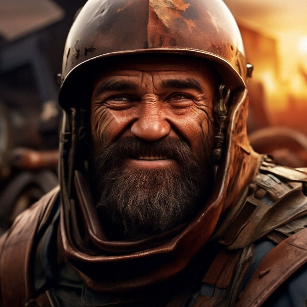 "The face of a cheerful, smiling mighty Russian Hero. Russian helmet ...