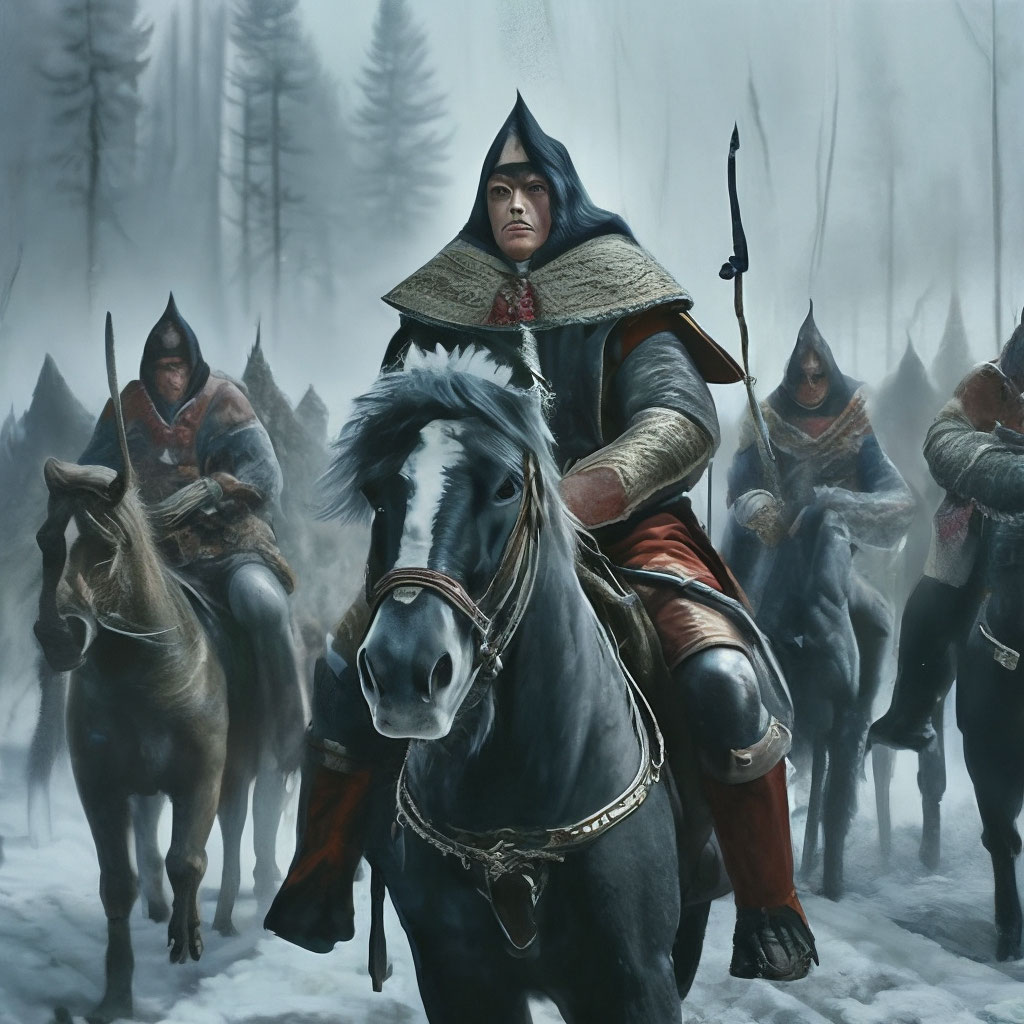 "Neural drawing with acrylic paint Ermak Cossacks' campaign in Siberia ...