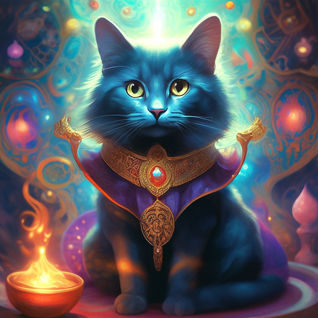 "The magic cat" — image created in Shedevrum