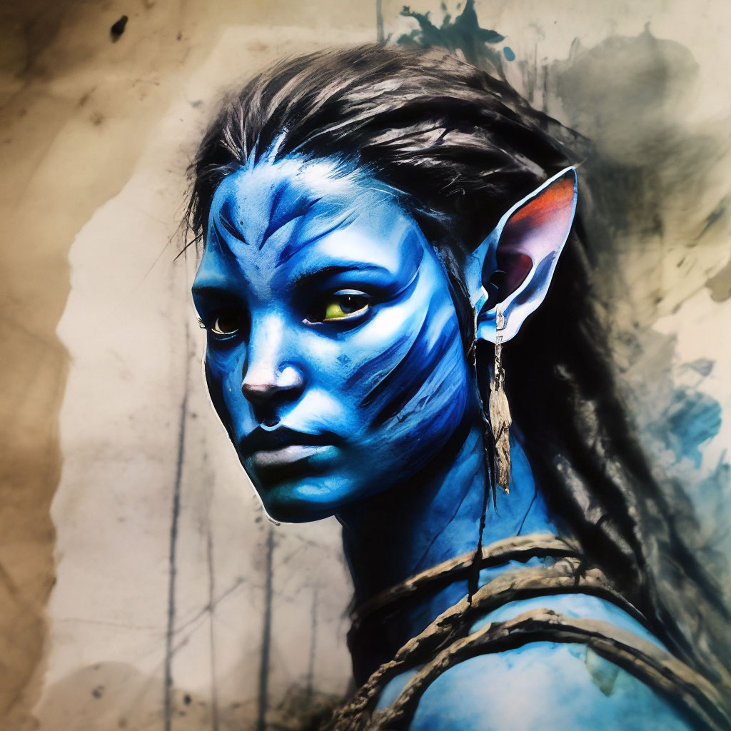 grunge texture, realistic sketch of Avatar" — image created in Shedevrum