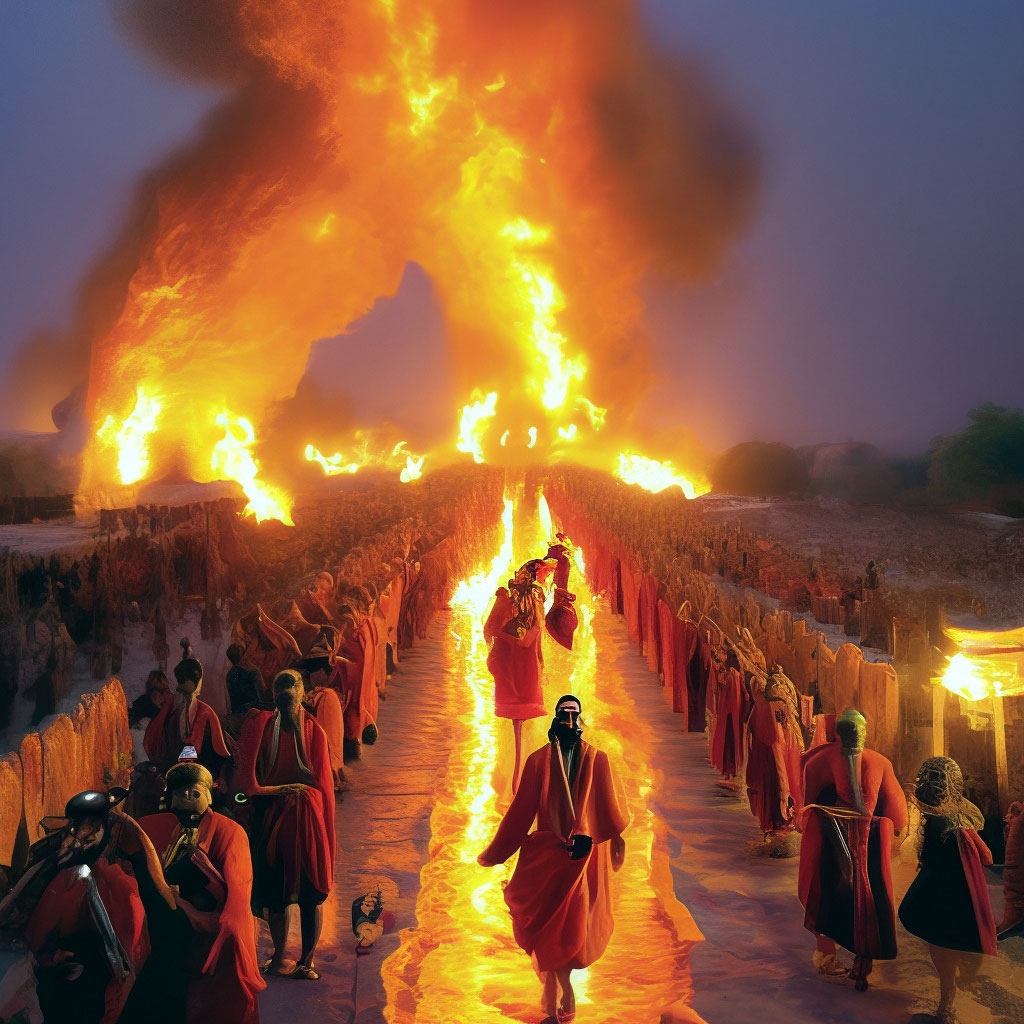 "India is on fire, Sikhism, from afar" — image created in Shedevrum