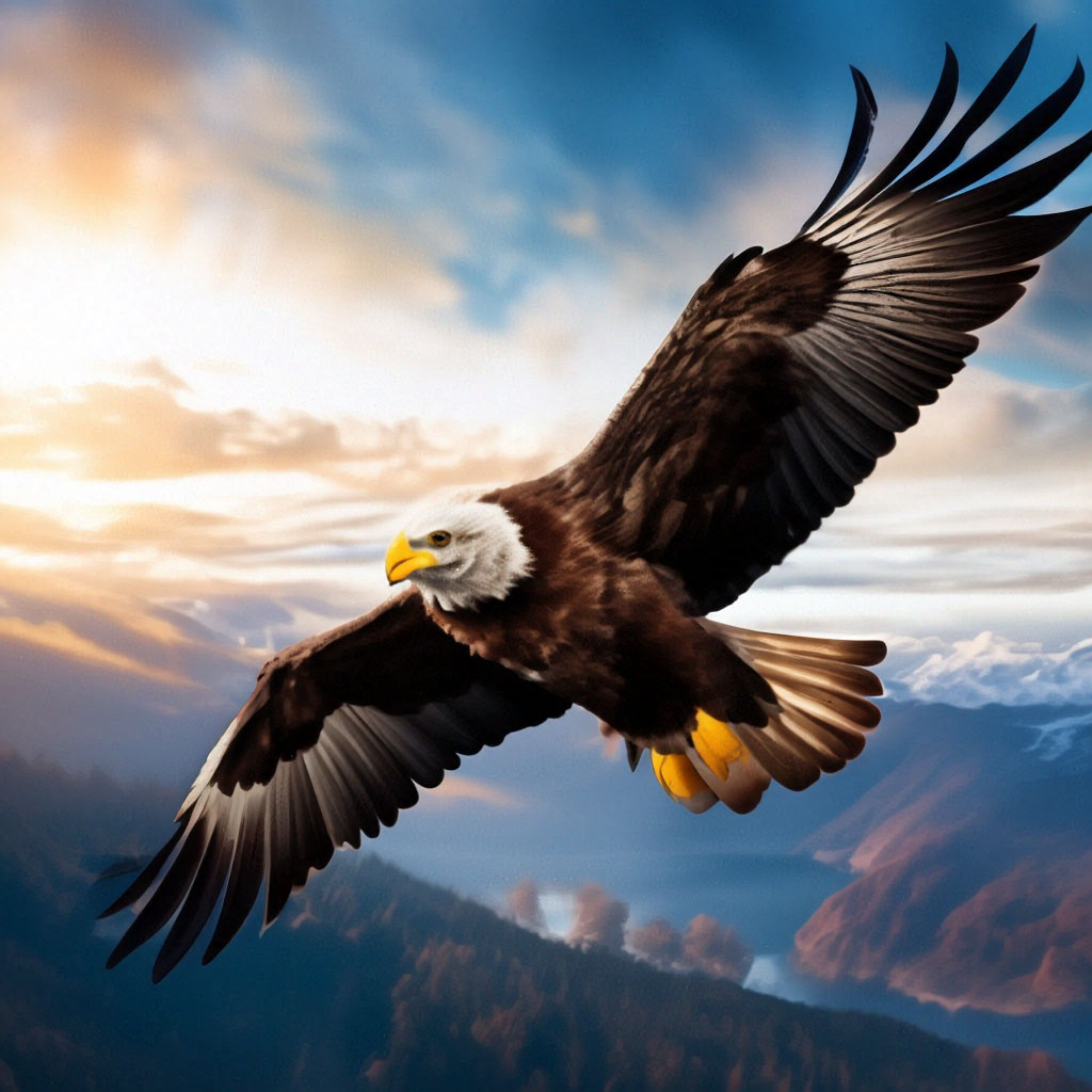 "An eagle soaring in the sky" — image created in Shedevrum