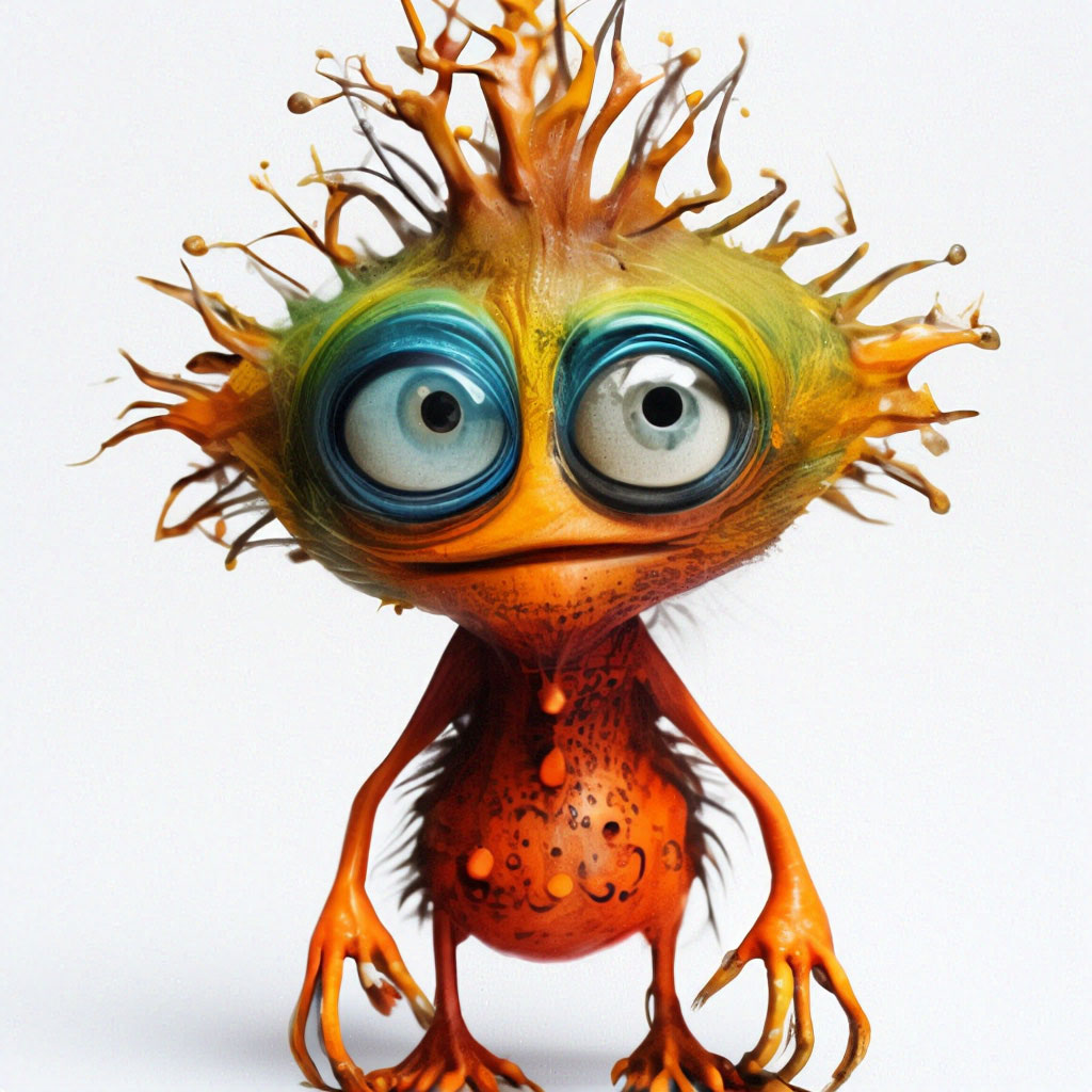 "A fabulous funky creature on a white background" — image created in ...