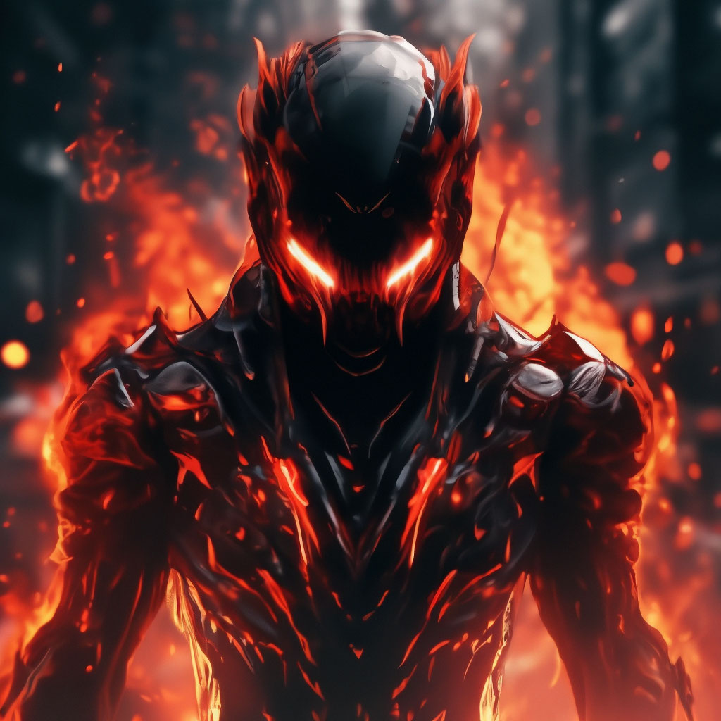 "Fiery gloomy creature, fiery gloomy black colorless empty void ...
