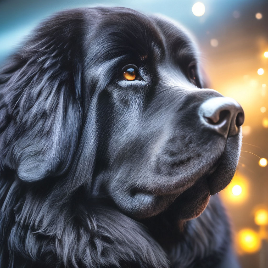 "A ladybug sits on the nose of a black Newfoundland, beautiful ...