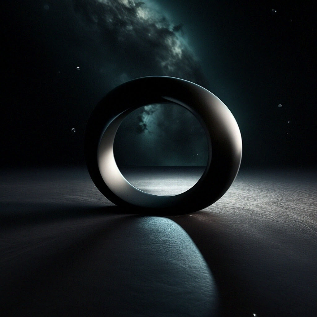 "Black on black It's beautiful Möbius loop in space" — image created in ...