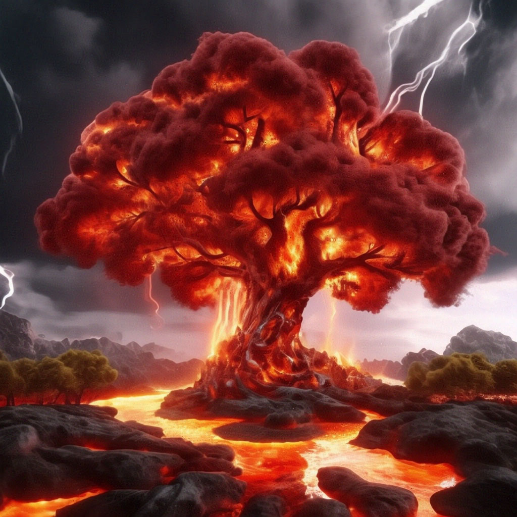 "Thunderstorm,flashes of fire,surrealism,fantasy,metamorphosis huge ...