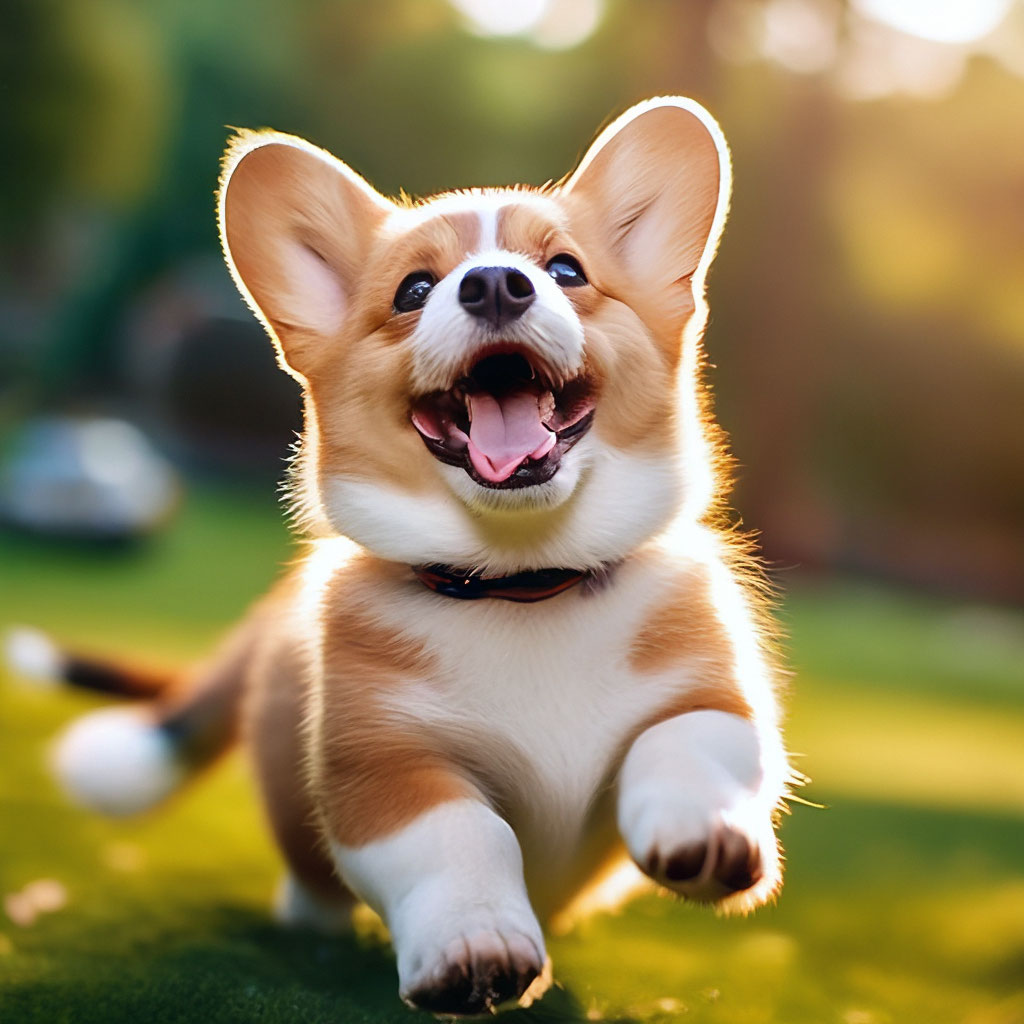 "A joyful corgi puppy" — image created in Shedevrum