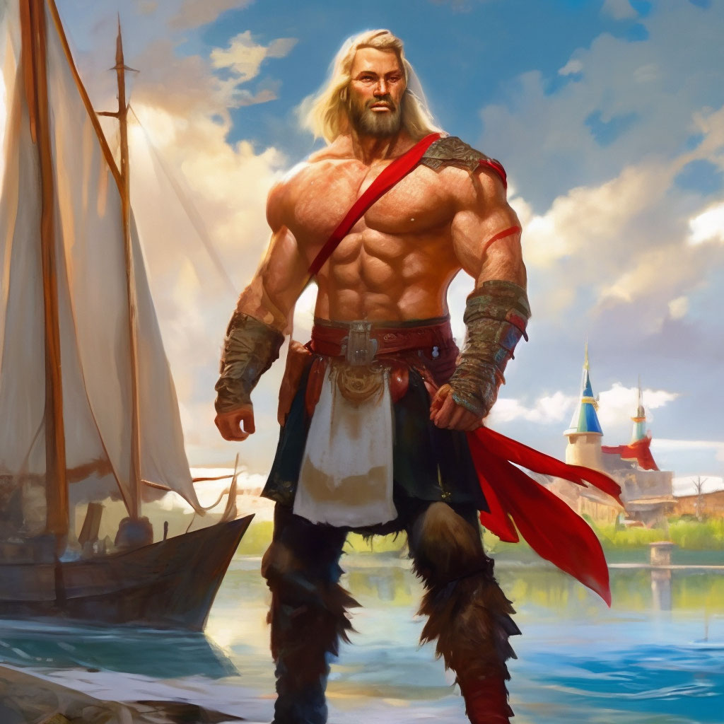 "A warrior of northern Russia, a powerful broad-shouldered, muscular ...