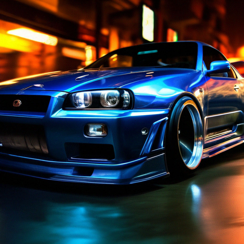 "Nissan skyline gtr r34 v spec, Gray with blue neon from the movie 2 ...