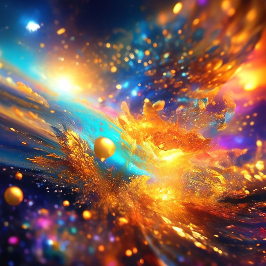 "Asymmetric collage of cosmically fantastic unreal colors, radiance ...